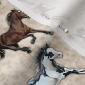 Spoonflower Fabric - Paint Horses Tan Brown Animals Horse Printed on Petal Signature Cotton Fabric by The Yard - Sewing Quilting Apparel Crafts Decor