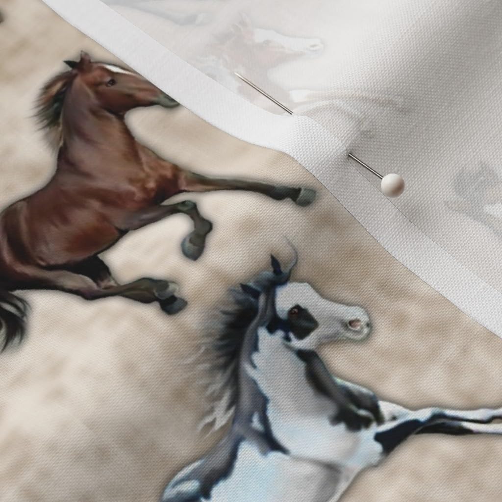 Spoonflower Fabric - Paint Horses Tan Brown Animals Horse Printed on Petal Signature Cotton Fabric by The Yard - Sewing Quilting Apparel Crafts Decor