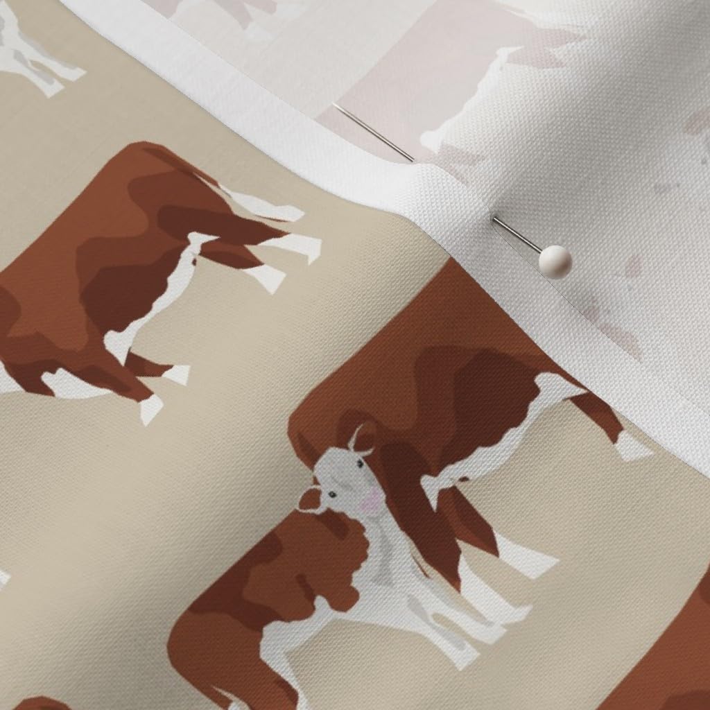 Spoonflower Fabric - Hereford Cattle Calf Farm Cow Cows Animals Sand Country Pet Portrait Printed on Petal Signature Cotton Fabric by The Yard - Sewing Quilting Apparel Crafts Decor