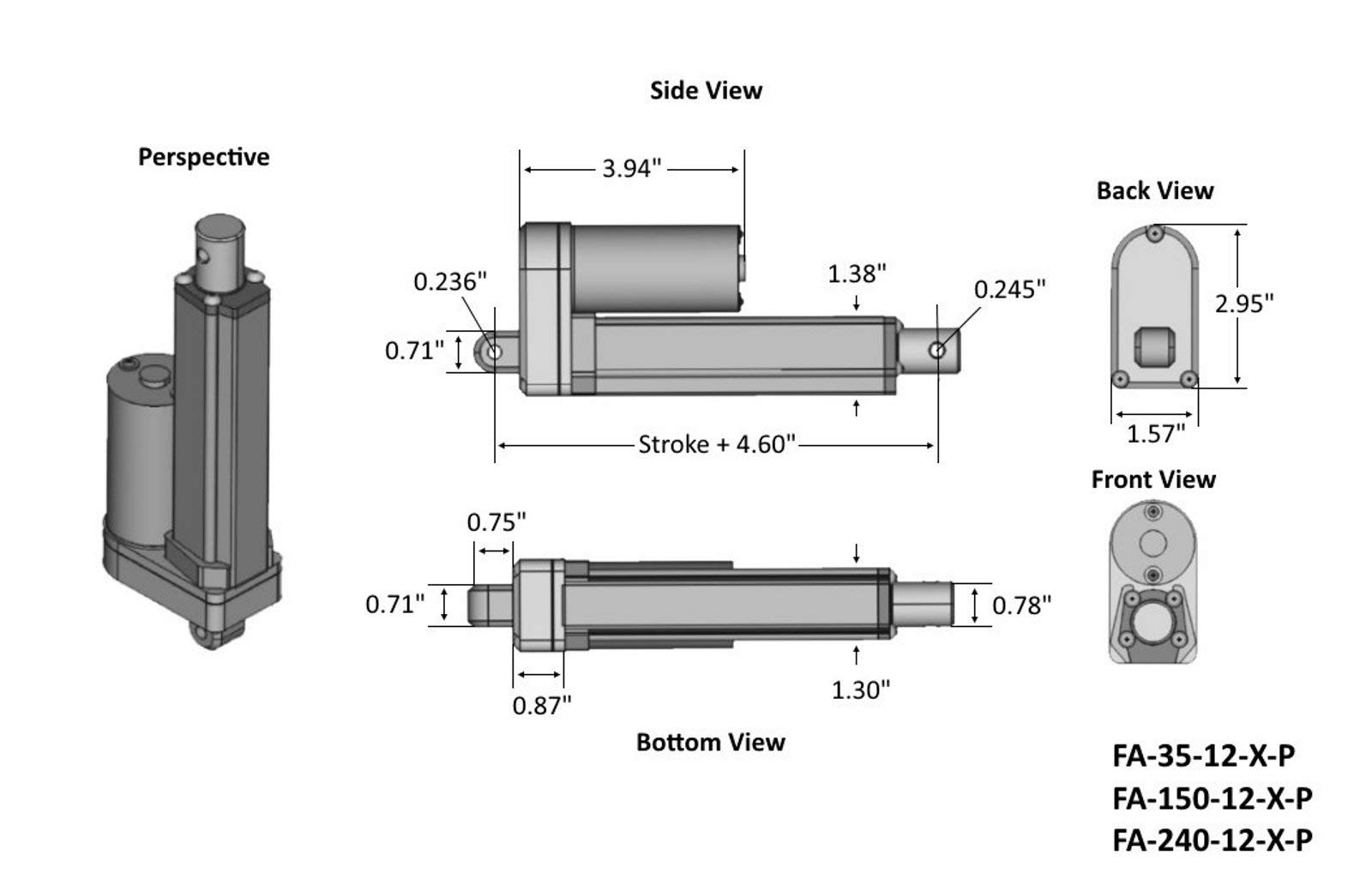 Firgelli Automations 200 lb Force 12V Premium Linear Actuator (30 Inch Stroke)