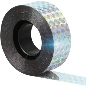 xoreart reflective scare tape, double sided tape to keep away birds, pigeons, crows, woodpecker, and more (1” by 298 ft)