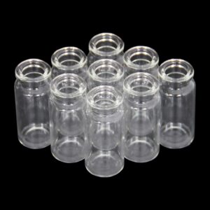 10ml Clear Glass Vials-2-1/2 Dram Clear Glass Headspace Vials with Plastic-Aluminum Flip Caps and Rubber Injection Stoppers, 100 Pack, 20mm Flat Bottom Lab Vial