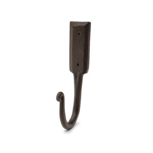 kings county tools hand-forged iron wall hook | large size measuring 6-1/2” | rustic look | elegant tapered curl | single hook