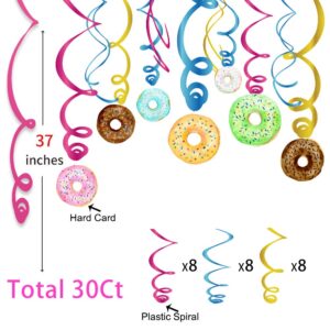 30Ct Donuts Party Supplies Hanging Swirl Decorations for Girls,Boys,Kids, Home,Classroom,Baby Shower,Birthday