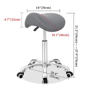 Antlu Saddle Stool Rolling Chair for Office Massage Salon Kitchen Spa Drafting,Adjustable Hydraulic with Wheels (Grey)