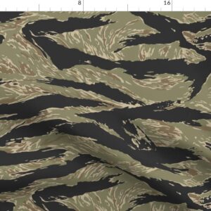 Spoonflower Fabric - Tiger Stripe Camo Printed on Petal Signature Cotton Fabric by The Yard - Sewing Quilting Apparel Crafts Decor