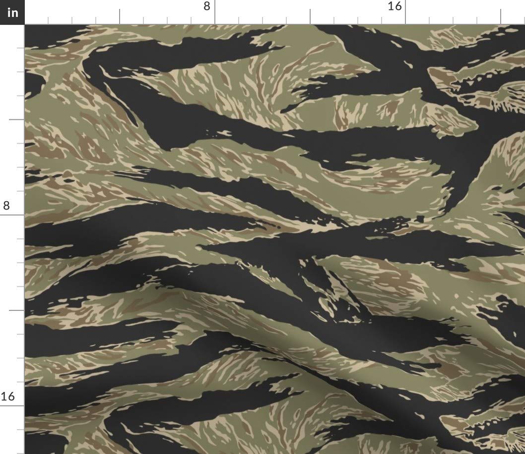 Spoonflower Fabric - Tiger Stripe Camo Printed on Petal Signature Cotton Fabric by The Yard - Sewing Quilting Apparel Crafts Decor