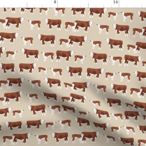 Spoonflower Fabric - Hereford Cattle Calf Farm Cow Cows Animals Sand Country Pet Portrait Printed on Petal Signature Cotton Fabric by The Yard - Sewing Quilting Apparel Crafts Decor