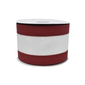 stripe sports theme ribbon wired edge, 2-1/2-inch, 10-yard (burgundy/white)