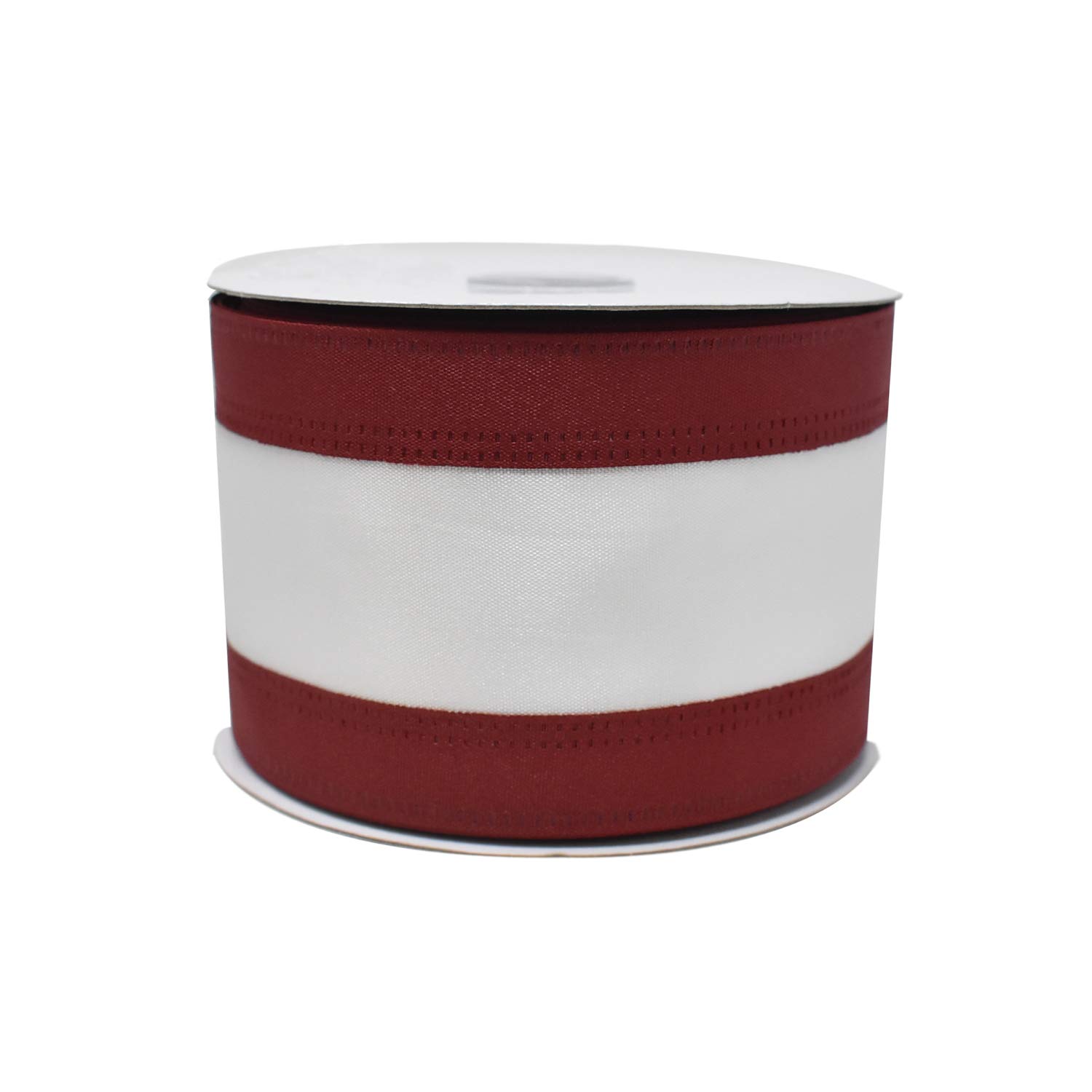 Stripe Sports Theme Ribbon Wired Edge, 2-1/2-inch, 10-Yard (Burgundy/White)