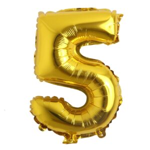 32 inch letter balloons gold alphabet number balloons foil mylar party wedding bachelorette birthday bridal shower graduation anniversary celebration decoration (32 inch 5 gold)