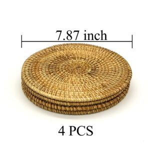 BEEHOMEE Trivets for Hot Dishes - Woven Rattan Trivets Hot Pads for Dinning Table,Kitchen Heat Resistant Straw Dish Coasters Placemats Pot Holder (7.87 Inch)