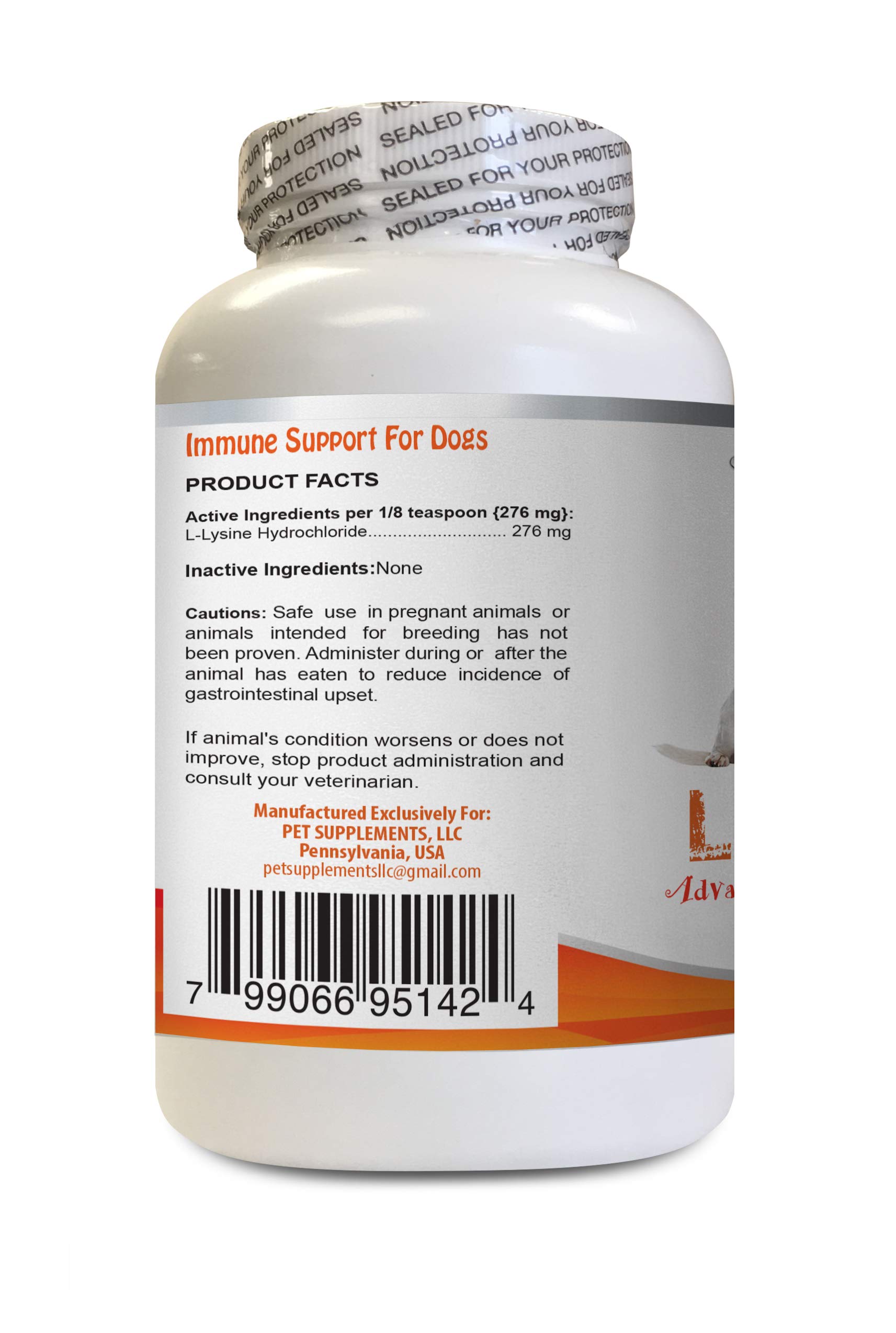 Dog Bone Healthy - Dog LYSINE Powder - Pure Powder Form - Immune System Support - Vet Recommended - Amino acids for Dogs - 2 Bottle (16oz 453.6 Grams)