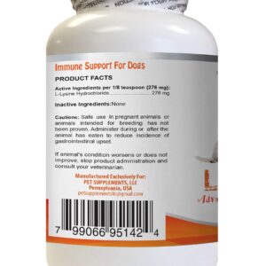 MY LUCKY PETS LLC Dog Eye Supplement - Dog LYSINE Powder - Pure Powder Form - Immune System Support - Vet Recommended - Immune System Dog Food - 2 Bottle (16oz 453.6 Grams)