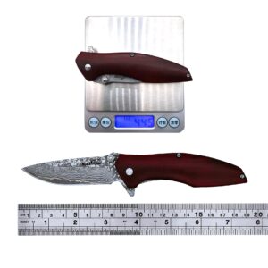 ALBATROSS Pocket Knife Red sandalwood 7.25" Modern Damascus Steel Knife Frame Lock Folding Knife Gift Box - HGDK021