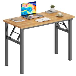 dlandhome folding desk small desk 31.5 inches small computer desk for home office folding table writing table for small spaces no assembly required teak & black frame