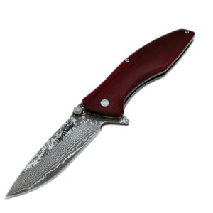 ALBATROSS Pocket Knife Red sandalwood 7.25" Modern Damascus Steel Knife Frame Lock Folding Knife Gift Box - HGDK021