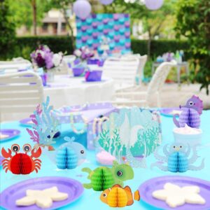 Distaratie 8 Pcs Under The Sea Party Decorations Sea Animal Honeycomb Centerpiece Mermaid Birthday Party Supplies for Beach Baby Shower Wedding Pool Party