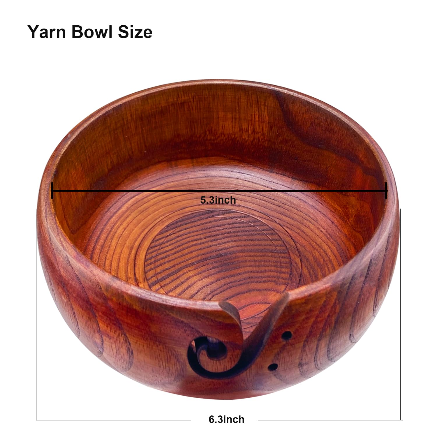 Wooden Yarn Bowl with Holes,Rosewood Handmade Knitting Yarn Bowl Storage,Perfect Yarn Bowl for Crocheting and Knitting Mother's Day and Christmas Gift,6.3''×3''