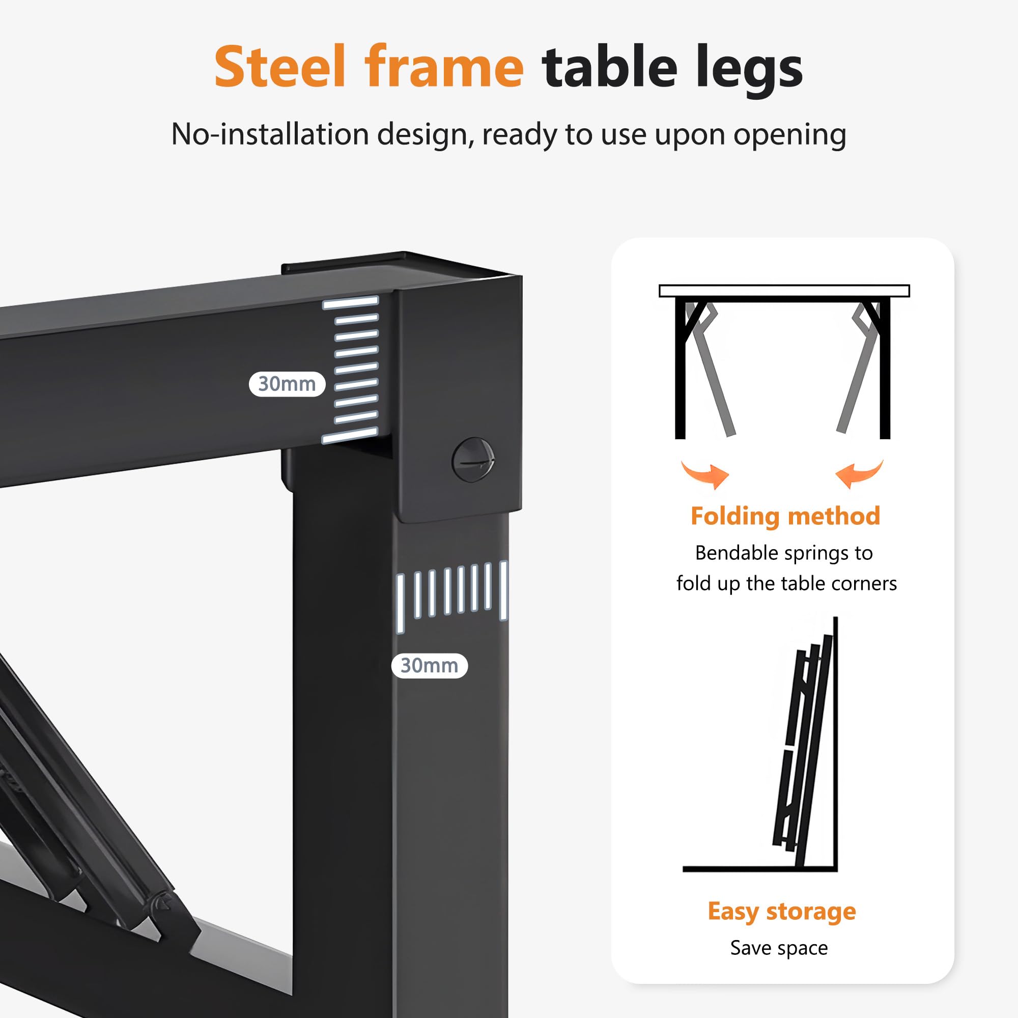 DlandHome Folding Desk Small Desk 31.5 inches Small Computer Desk for Home Office Folding Table Writing Table for Small Spaces No Assembly Required Teak & Black Frame