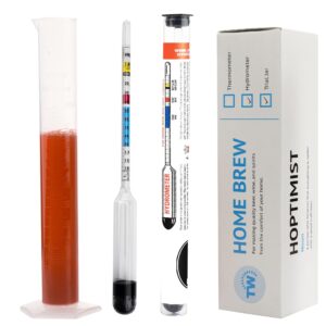 Hydrometer for Wine Making with 100 MM Hydrometer Alcohol Test Jar - Specific Gravity Hydrometer for Wine and Beer Making Testing Kit and Brewing Your Own Homebrew