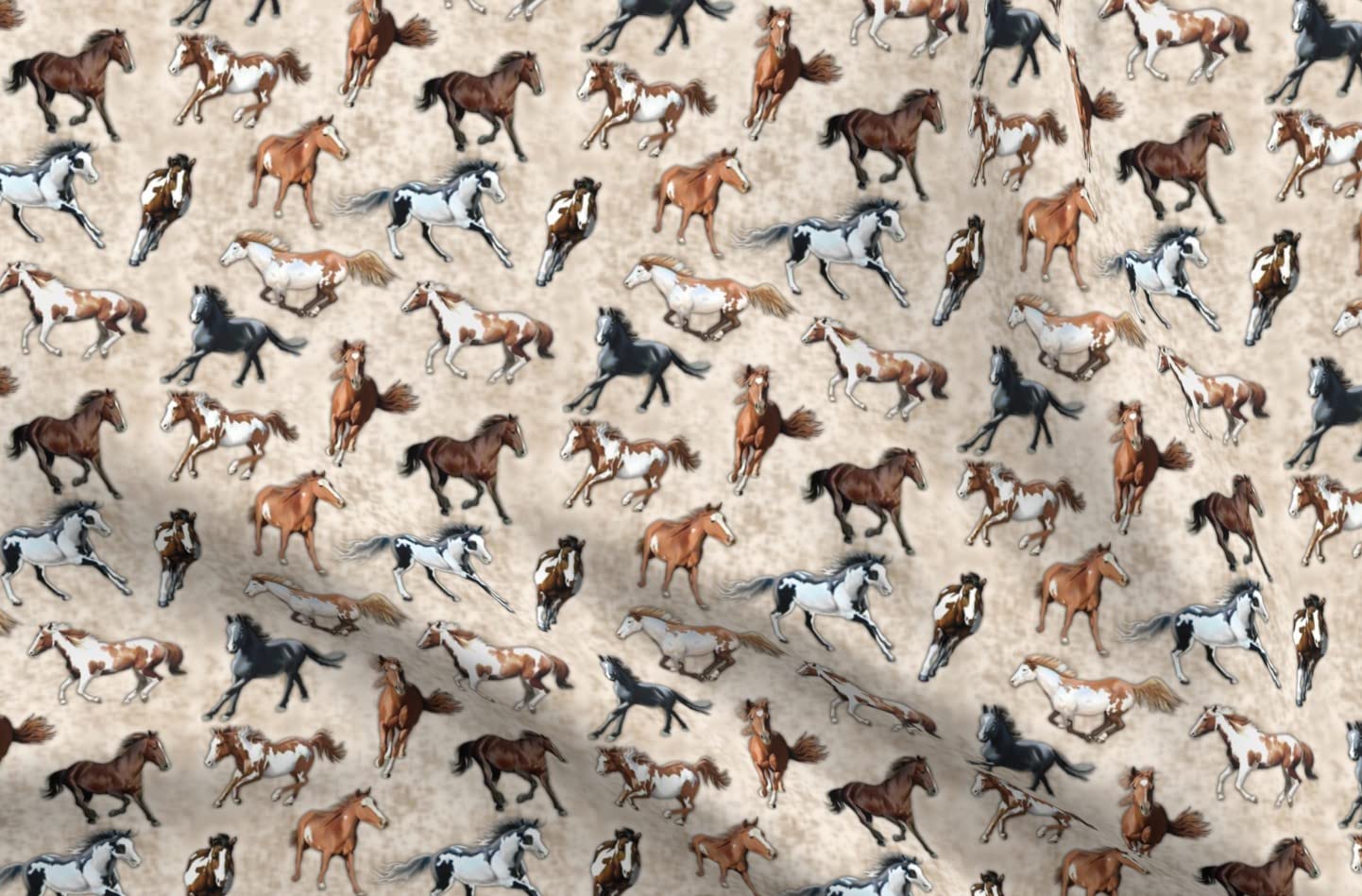 Spoonflower Fabric - Paint Horses Tan Brown Animals Horse Printed on Petal Signature Cotton Fabric by The Yard - Sewing Quilting Apparel Crafts Decor