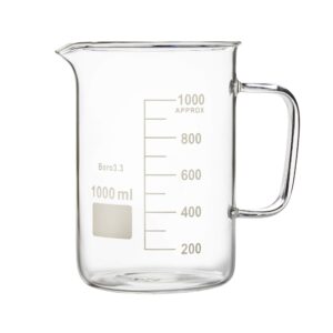 labnique glass beaker with handle, beaker mug with pouring spout, double graduated, 1000ml (33.8 oz / 4.2 cups)