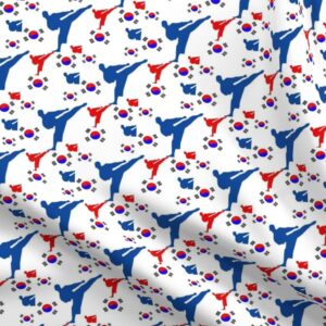 Spoonflower Fabric - Martial Arts Karate Red White Blue Printed on Petal Signature Cotton Fabric by The Yard - Sewing Quilting Apparel Crafts Decor