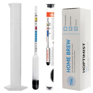 hydrometer for wine making with 100 mm hydrometer alcohol test jar - specific gravity hydrometer for wine and beer making testing kit and brewing your own homebrew