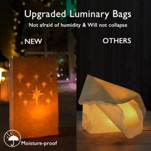 Homemory Luminary Bags with Flameless Candles, 24 LED Tea Lights with 24 Bags, Flameless Tealights Candles with Warm White Lights, Small Electric Tea Candles for Wedding, Party, Christmas, 150+ Hours