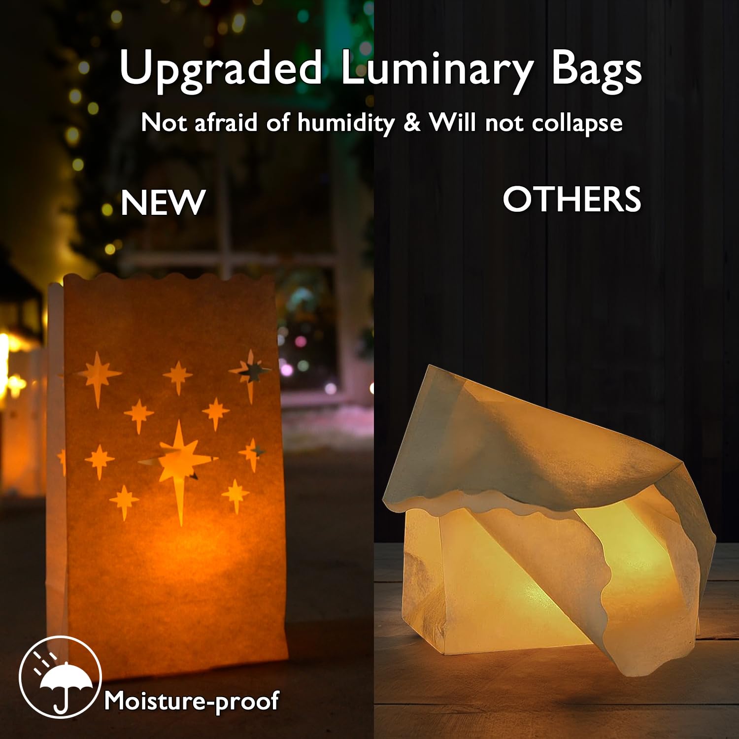 Homemory Luminary Bags with Flameless Candles, 24 LED Tea Lights with 24 Bags, Flameless Tealights Candles with Warm White Lights, Small Electric Tea Candles for Wedding, Party, Christmas, 150+ Hours