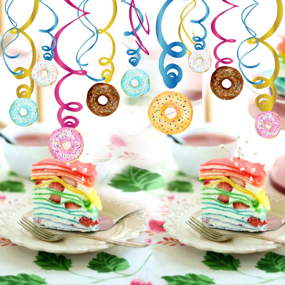 30Ct Donuts Party Supplies Hanging Swirl Decorations for Girls,Boys,Kids, Home,Classroom,Baby Shower,Birthday