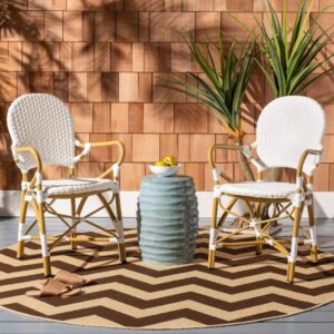 safavieh home hooper white indoor/outdoor rattan stacking arm chair, set of 2