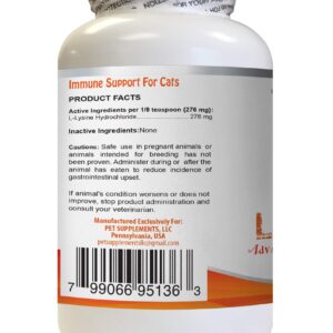 MY LUCKY PETS LLC Amino Acid Supplement for Cats - CAT L-LYSINE Powder - Immune System Booster - Eye Health - Vet Recommended - Natural - Anti inflammatory for Cats - 1 Bottle (8 OZ)