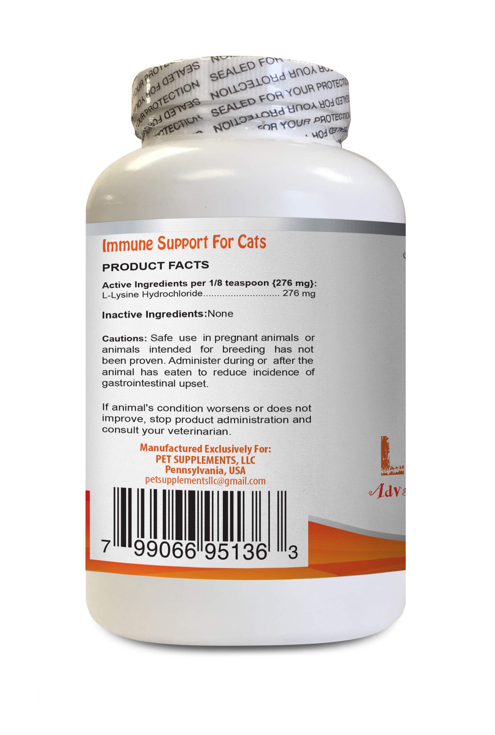 MY LUCKY PETS LLC Amino Acid Supplement for Cats - CAT L-LYSINE Powder - Immune System Booster - Eye Health - Vet Recommended - Natural - Anti inflammatory for Cats - 1 Bottle (8 OZ)