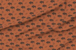 spoonflower fabric - distressed buffalo brown rust bison southwestern trendy boy boho printed on petal signature cotton fabric by the yard - sewing quilting apparel crafts decor