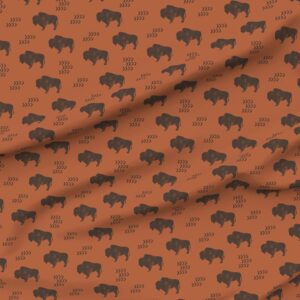 Spoonflower Fabric - Distressed Buffalo Brown Rust Bison Southwestern Trendy Boy Boho Printed on Petal Signature Cotton Fabric by The Yard - Sewing Quilting Apparel Crafts Decor