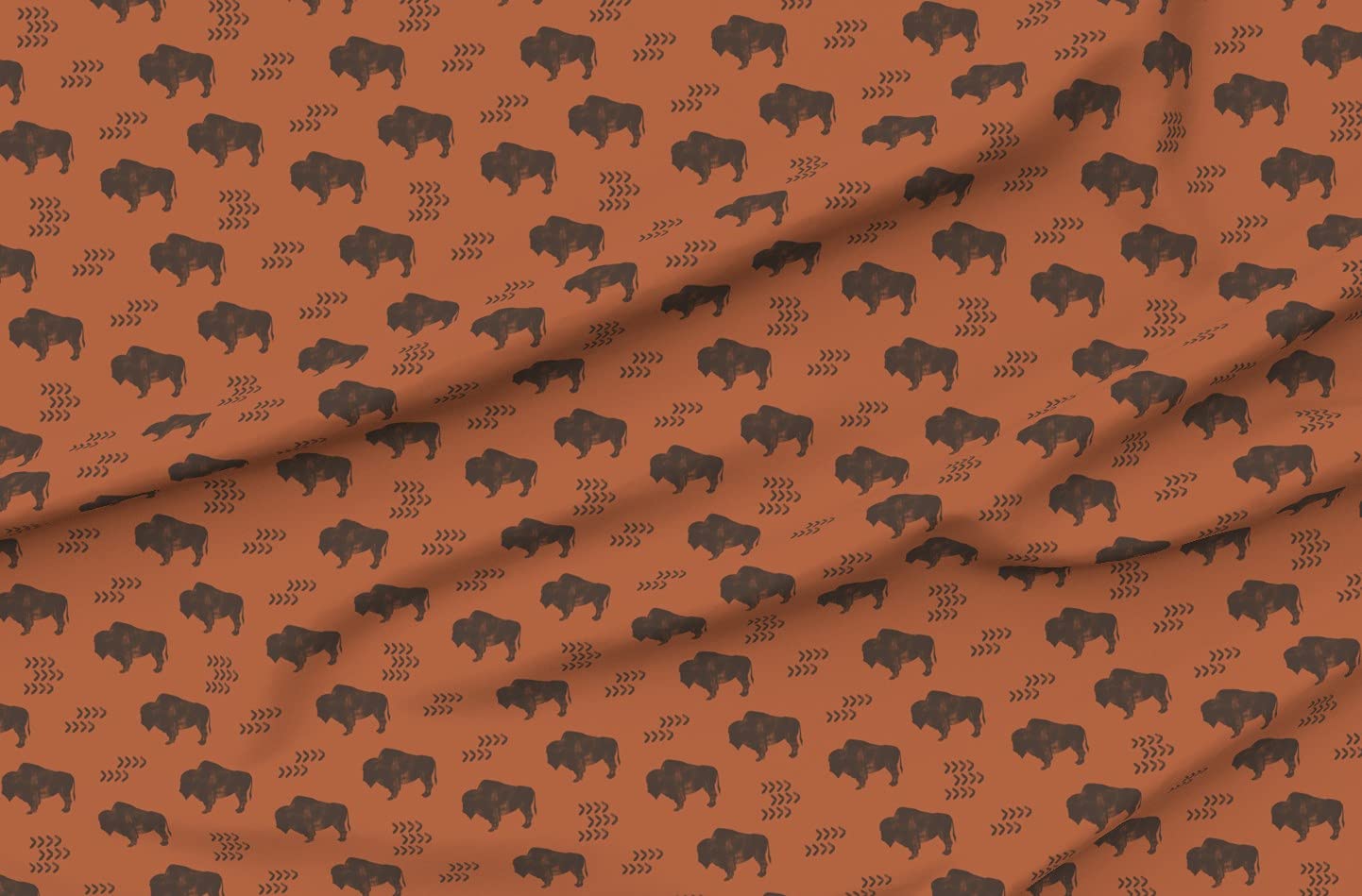 Spoonflower Fabric - Distressed Buffalo Brown Rust Bison Southwestern Trendy Boy Boho Printed on Petal Signature Cotton Fabric by The Yard - Sewing Quilting Apparel Crafts Decor