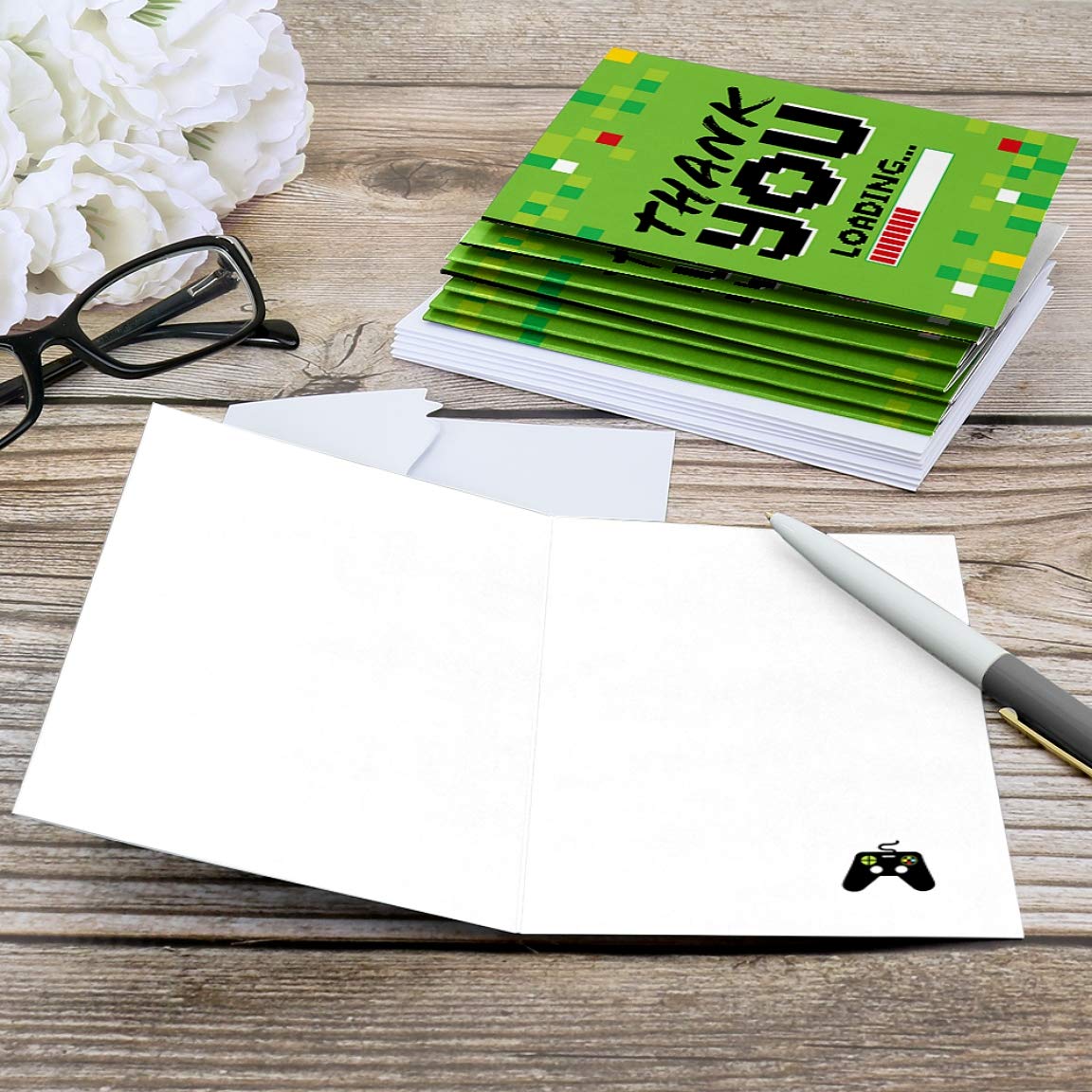 Big Dot of Happiness Game Zone - Pixel Video Game Party or Birthday Party Thank You Cards (8 count)