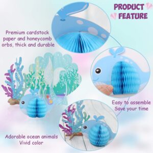 Distaratie 8 Pcs Under The Sea Party Decorations Sea Animal Honeycomb Centerpiece Mermaid Birthday Party Supplies for Beach Baby Shower Wedding Pool Party