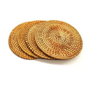 beehomee trivets for hot dishes - woven rattan trivets hot pads for dinning table,kitchen heat resistant straw dish coasters placemats pot holder (7.87 inch)