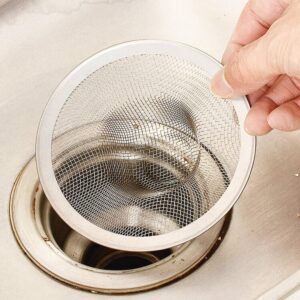 RAVCON 2PCS Kitchen Sink Strainer Mesh Stainless Steel Sink Drain Strainer Basket Filter Large Wide Rim 4.5 inch for Bathroom Bathtub Wash Basin Floor Drain Balcony Drain Hole