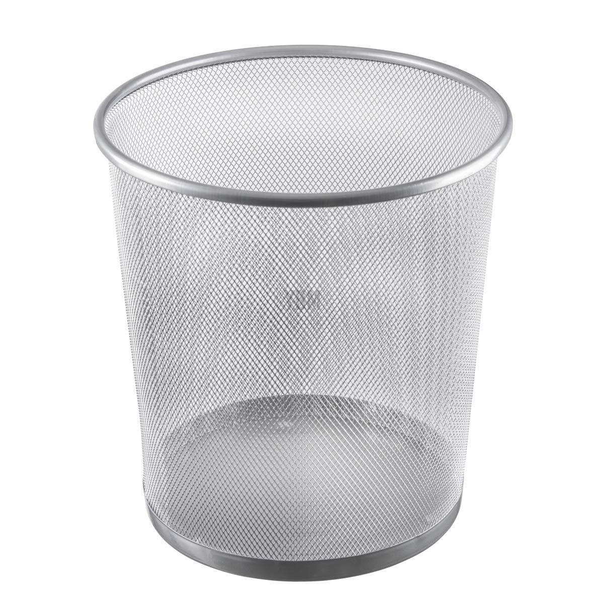 YBM Home Wire Steel Mesh Trash Can - 4.75-Gallon Waste Basket for Under Desk, Office, Home, Bathroom, Laundry Room - Square Open Top Metal Wastebasket Trashcan, Silver