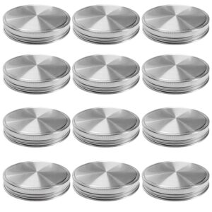 stainless steel mason jar lids, storage caps with silicone seals for wide mouth mason canning jars, polished surface, reusable and leak proof, pack of 12 (12-pack wide mouth stainless steel)