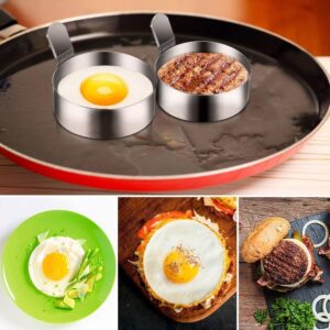 Winkeyes 4pcs 3.5 Inch Stainless Steel Round Pancake Rings Egg Rings, Non Stick Fried Egg Mold, Pancakes Maker Molds, Breakfast Egg Sandwich Cooker Maker (3.5inch)