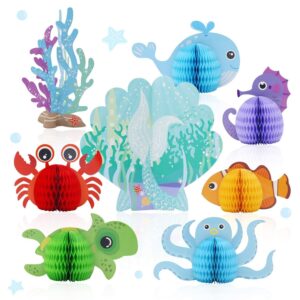 distaratie 8 pcs under the sea party decorations sea animal honeycomb centerpiece mermaid birthday party supplies for beach baby shower wedding pool party