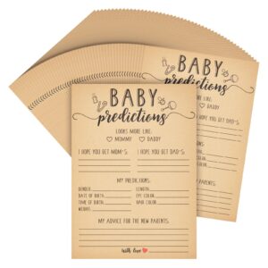 sparkle and bash 50 sheets baby shower prediction and advice cards for gender reveal games, party activity (5x7 in)