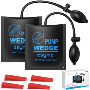 esynic 2pack durable air wedge bags reliable air wedge pump bags anti-slip air shim bags load-bearing 300lbs/136kg air door lifting tools with 4 wedges for door window & furniture installation etc