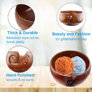 Wooden Yarn Bowl with Holes,Rosewood Handmade Knitting Yarn Bowl Storage,Perfect Yarn Bowl for Crocheting and Knitting Mother's Day and Christmas Gift,6.3''×3''