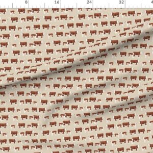 Spoonflower Fabric - Hereford Cattle Calf Farm Cow Cows Animals Sand Country Pet Portrait Printed on Petal Signature Cotton Fabric by The Yard - Sewing Quilting Apparel Crafts Decor